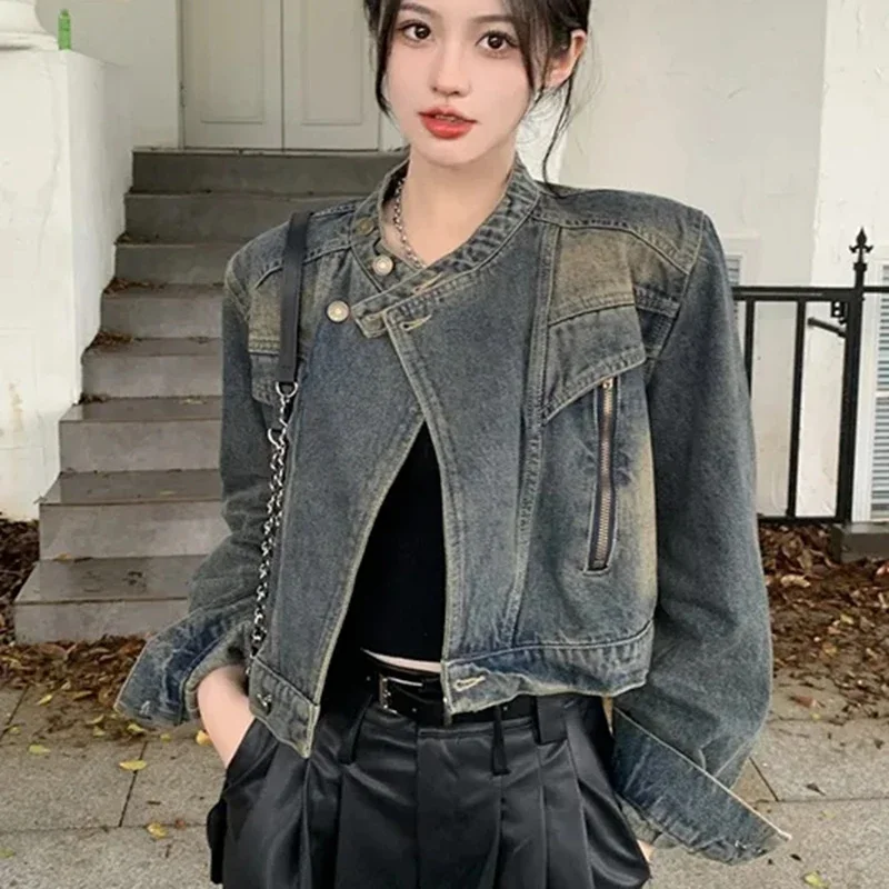 Asymmetric Closure Denim Jacket | Free Shipping!